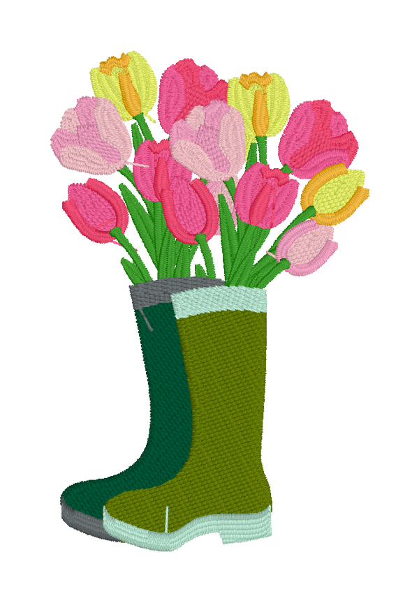 April Showers May Flowers Embroidery Design - Garden Folly Fine Linens