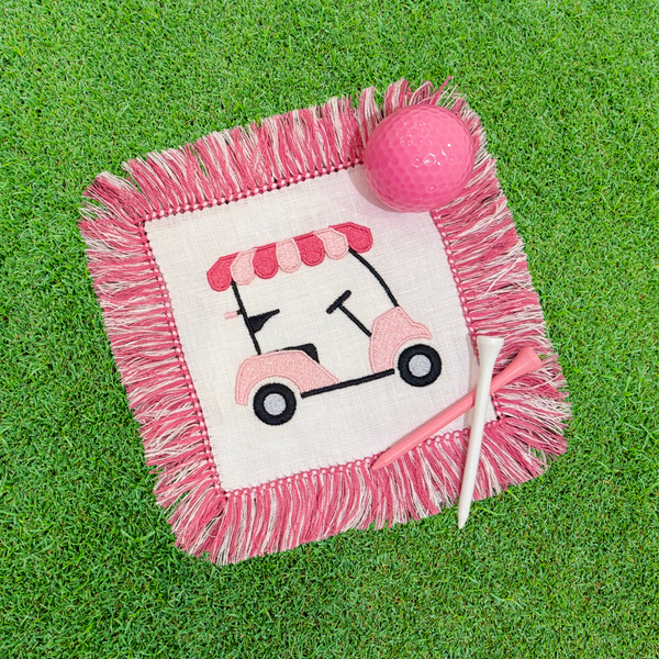 Preppy Pink Golf Cart - Garden Folly Fine Linens