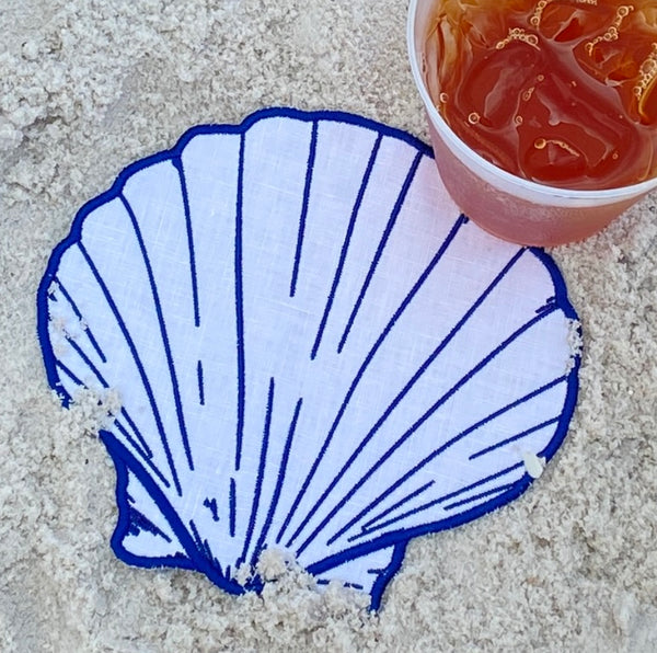 Scallop Shell Coaster and Cocktail Napkin Embroidery Design - In the H ...